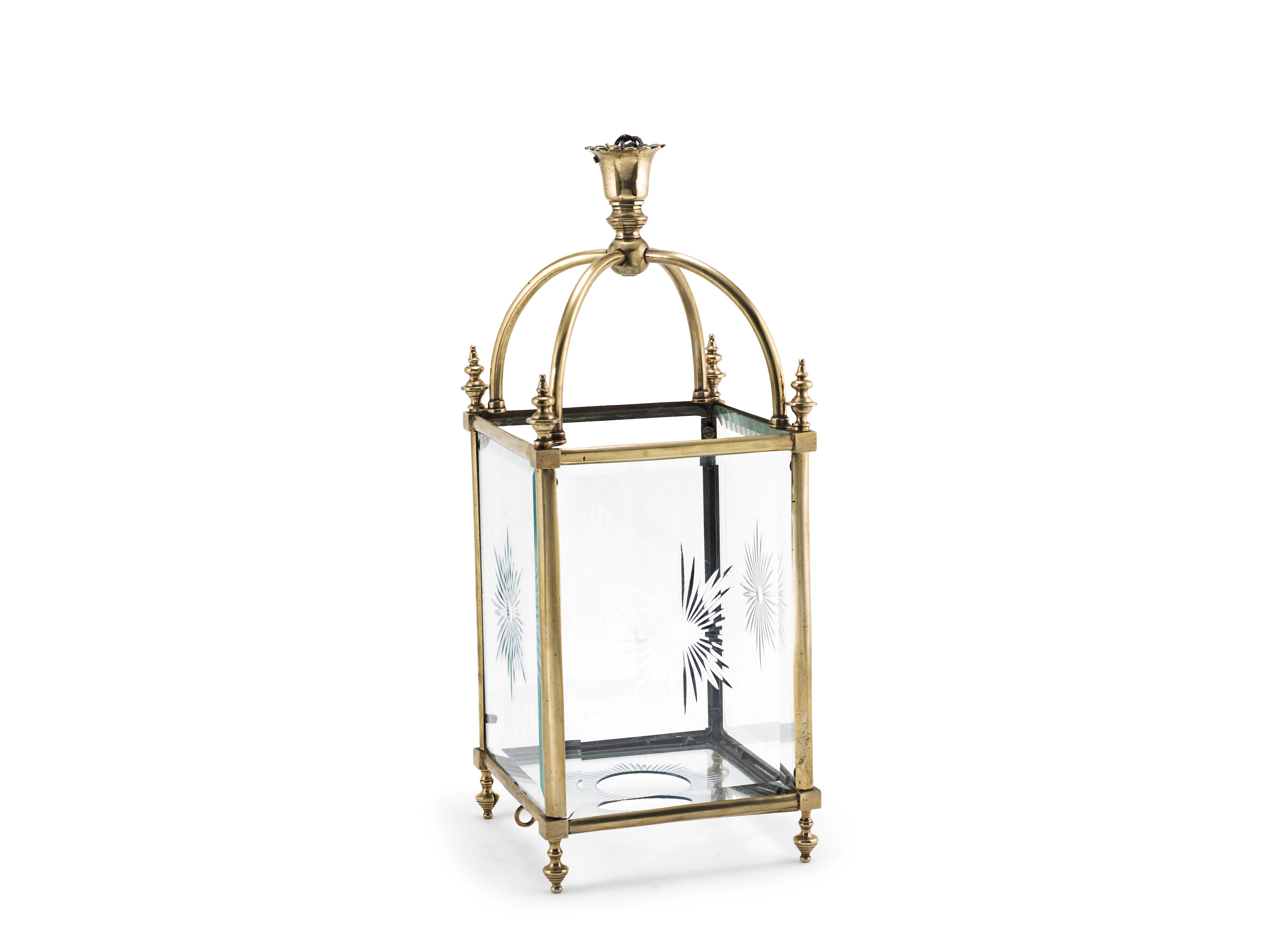 Bonhams : A late Victorian brass and cut glass rectangular hall lantern