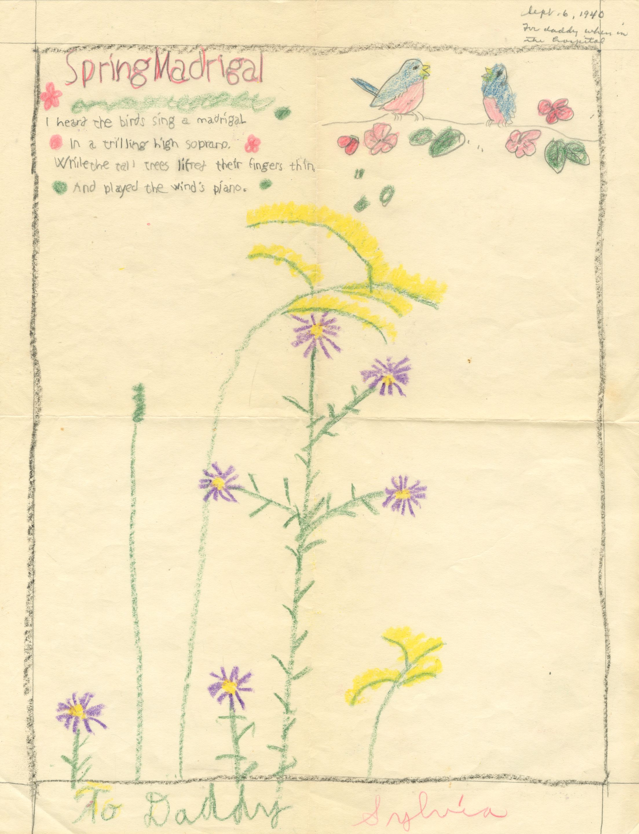 Bonhams : PLATH (SYLVIA) A fine and decorative coloured pencil drawing ...