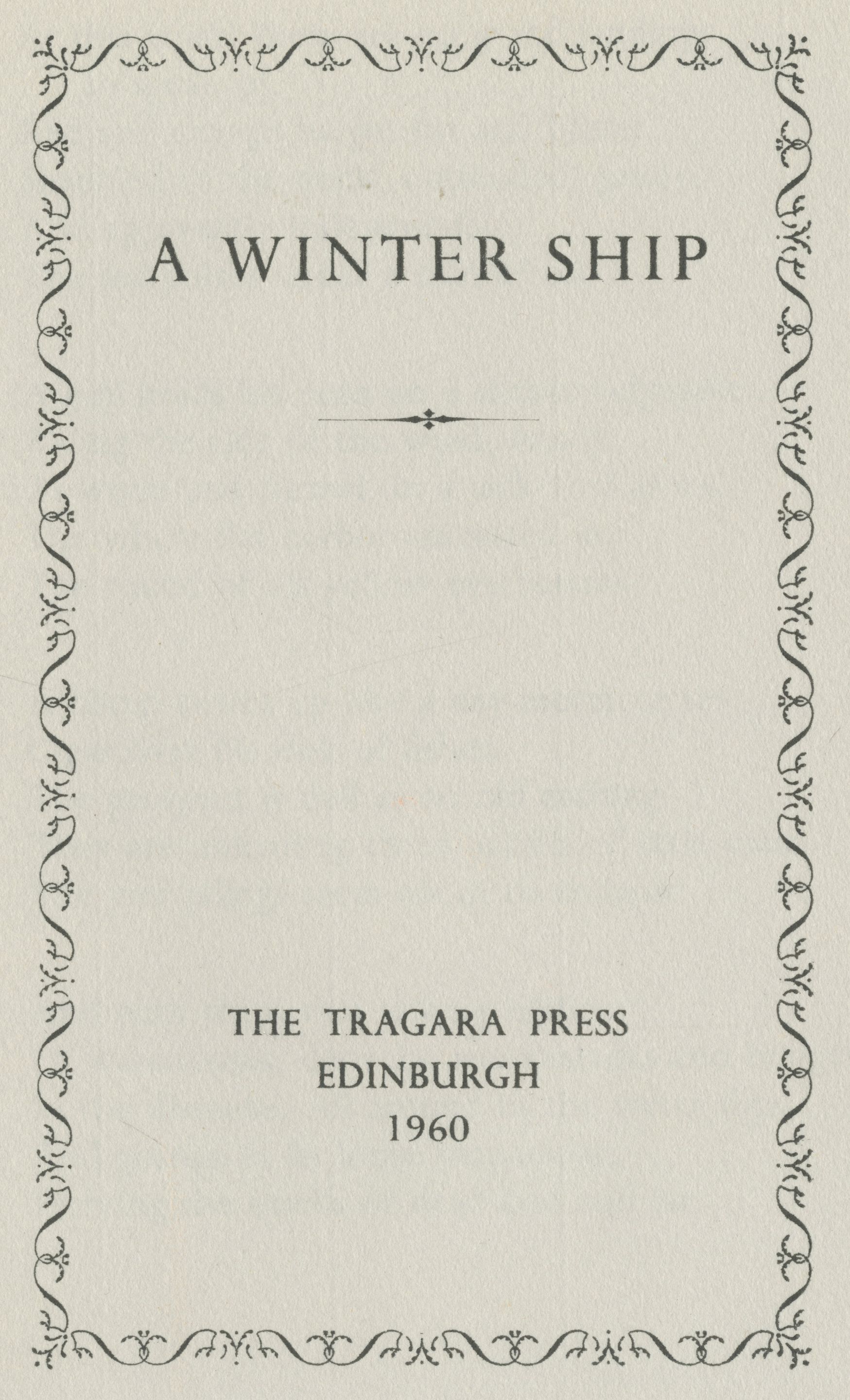 Bonhams : PLATH (SYLVIA) A Winter Ship, FIRST EDITION OF THE AUTHOR'S ...