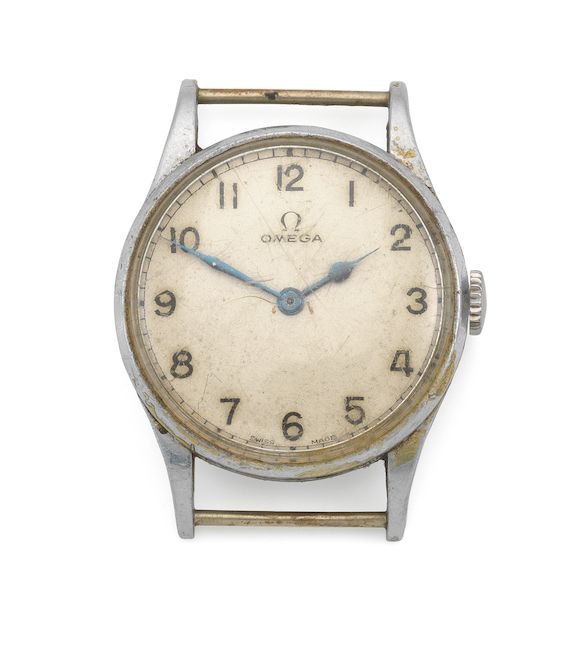 Bonhams : Omega. A nickel plated military issue manual wind watch Ref ...