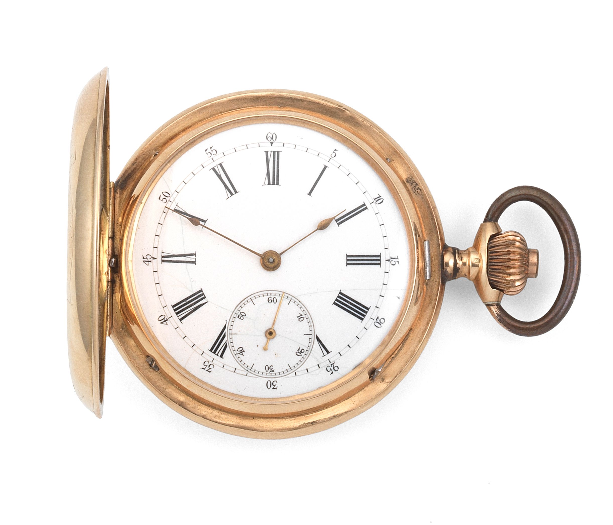 Bonhams : Sphinx. A 14K gold keyless wind full hunter pocket watch ...