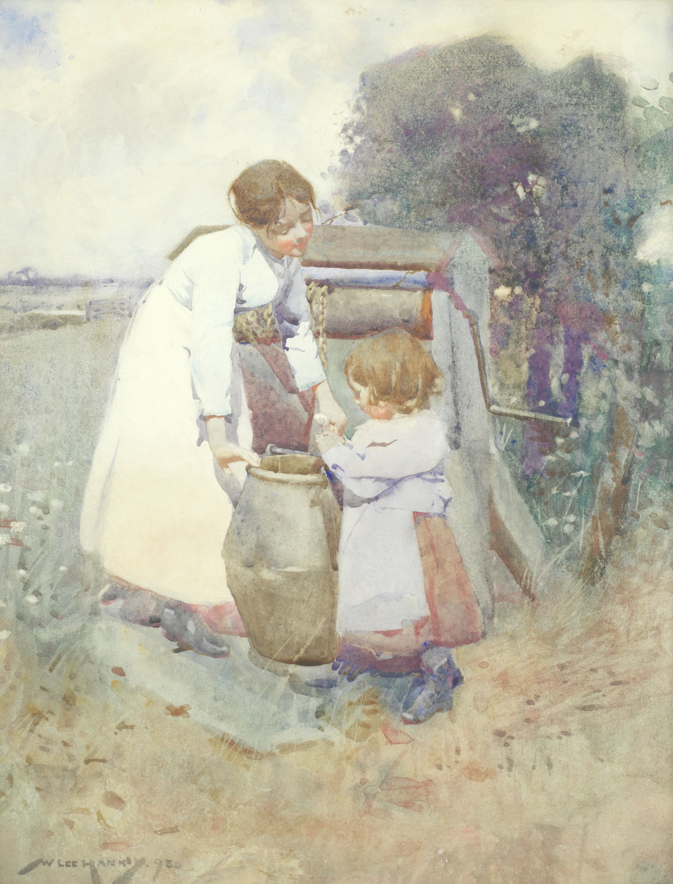 Bonhams : William Lee-Hankey (British, 1869-1952) Two girls at a well