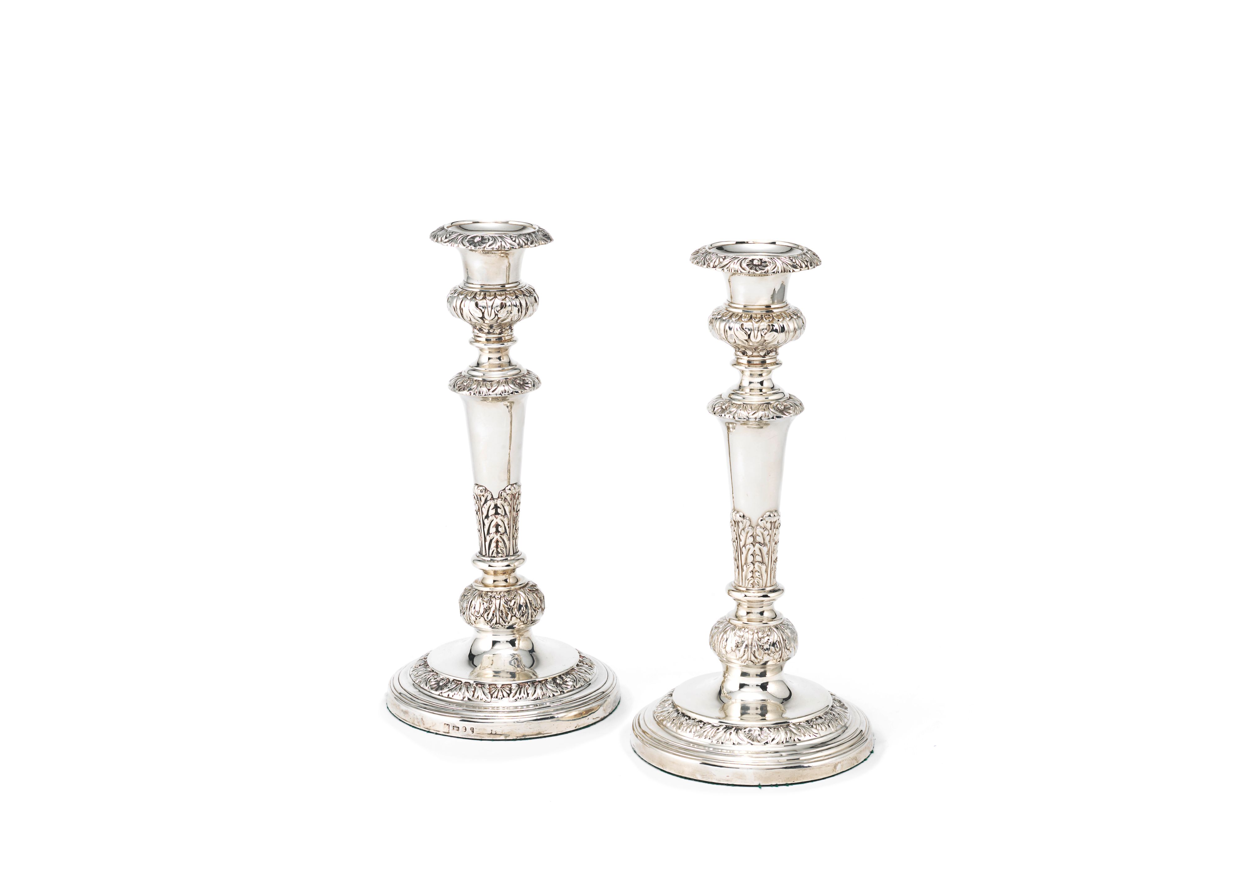 Bonhams : A matched pair of George III / IV silver candlesticks by ...
