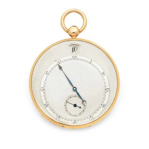 Bonhams : A slim gold key wind open face pocket watch with eccentric ...