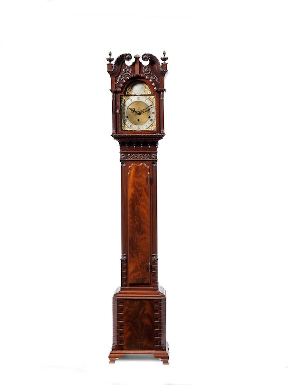 Bonhams : A George V carved mahogany Westminster chime Grandmother clock