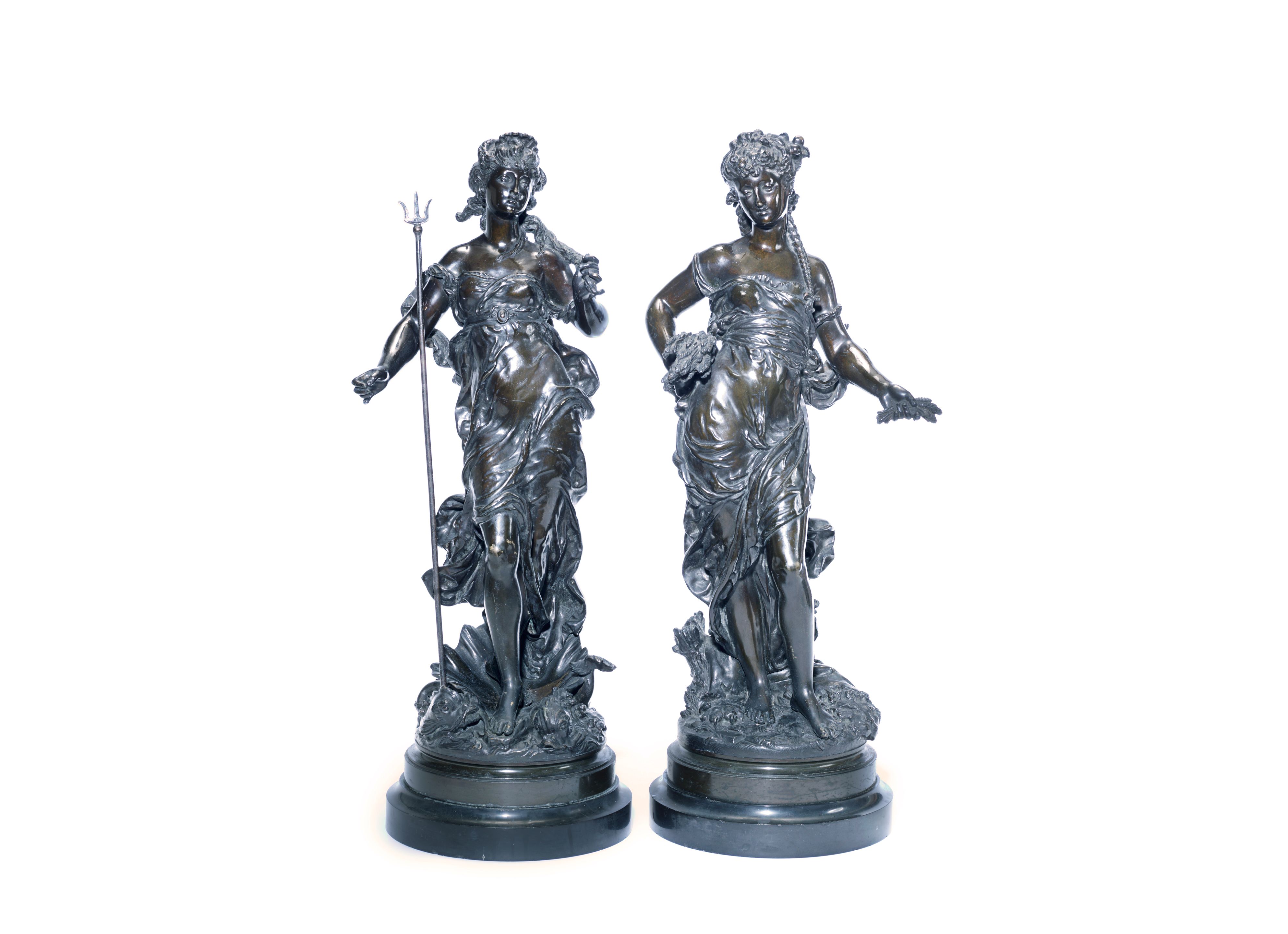 Bonhams : A patinated bronze figure of Amphitrite together with a ...