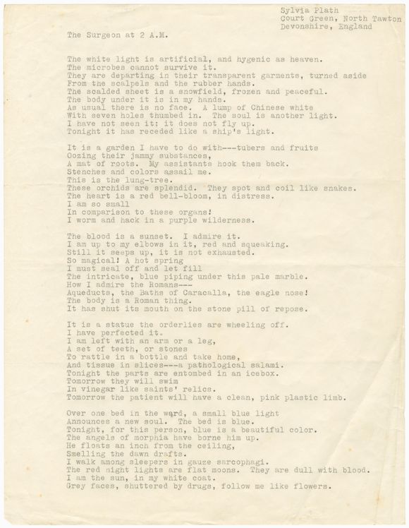 Bonhams : PLATH (SYLVIA) Typescripts of three poems, comprising 'The ...