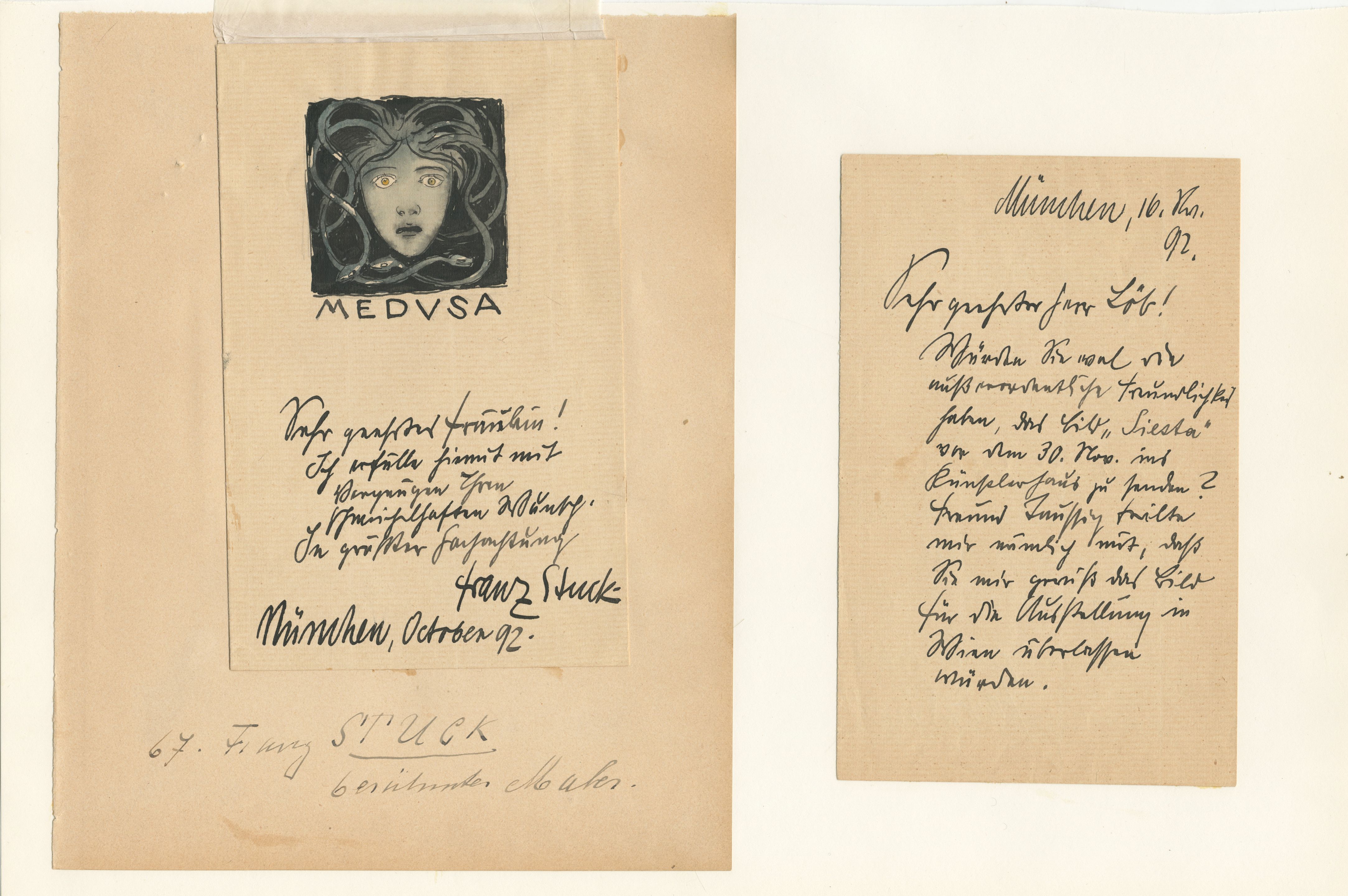 Bonhams : STUCK (FRANZ) Autograph presentation vignette drawing of his ...