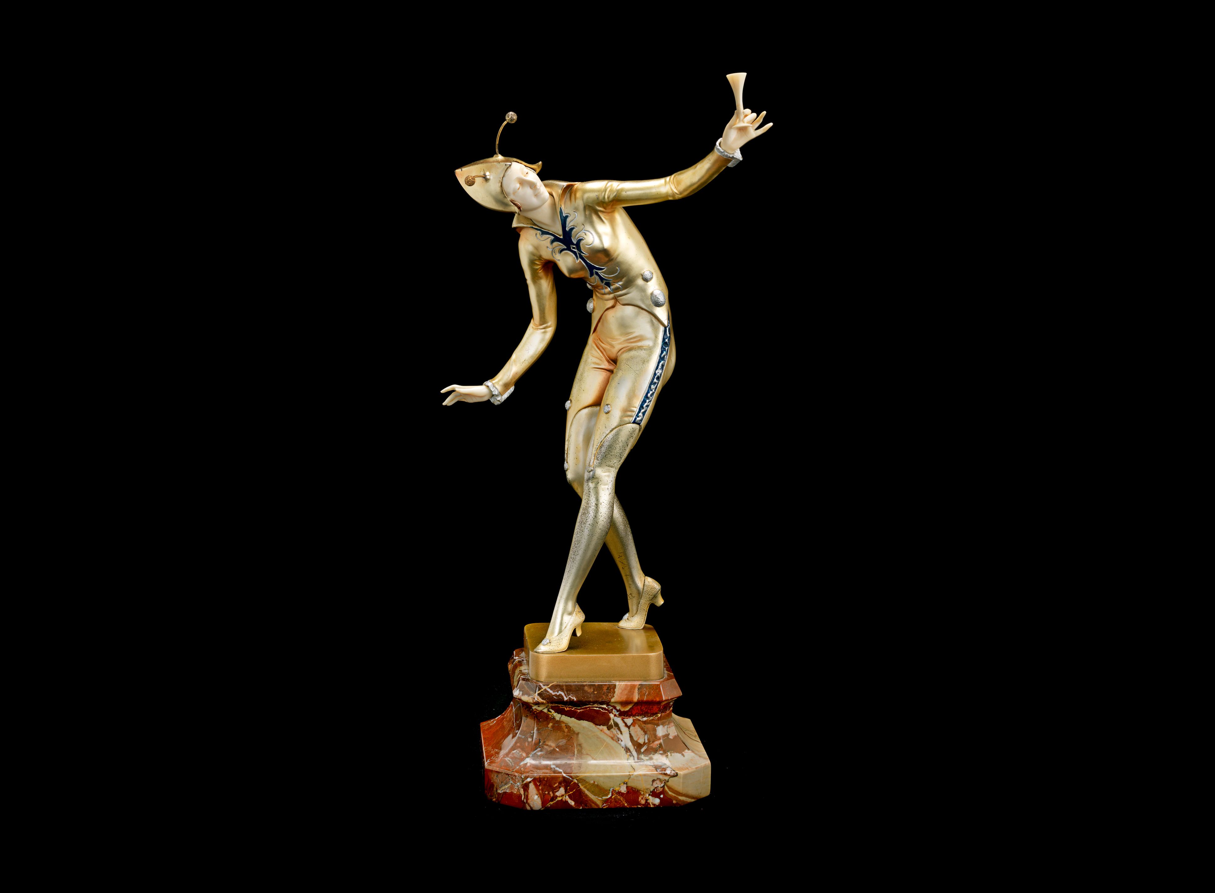 Bonhams : 'Champagne Dancer' an art deco patinated bronze and carved ...