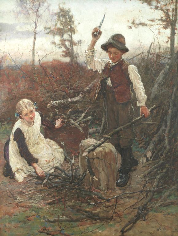Bonhams : William Small (British, 1843-1929) The Woodcutters