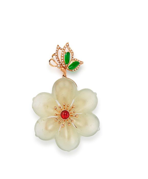 Bonhams : A Jadeite, Nephrite, Gem-set and Diamond Novelty Pendant, by ...