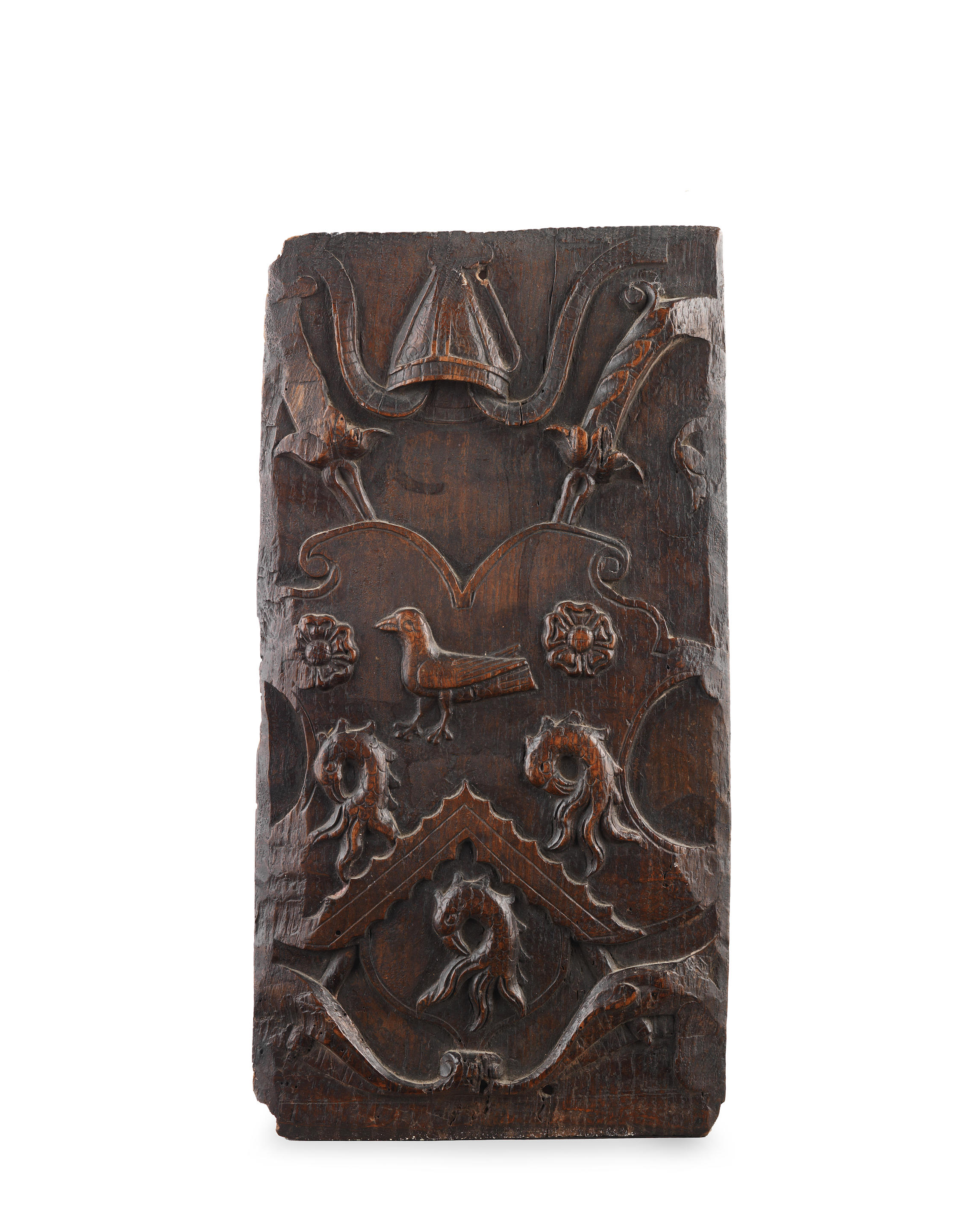 Bonhams : A good mid-16th century carved oak heraldic panel, English ...