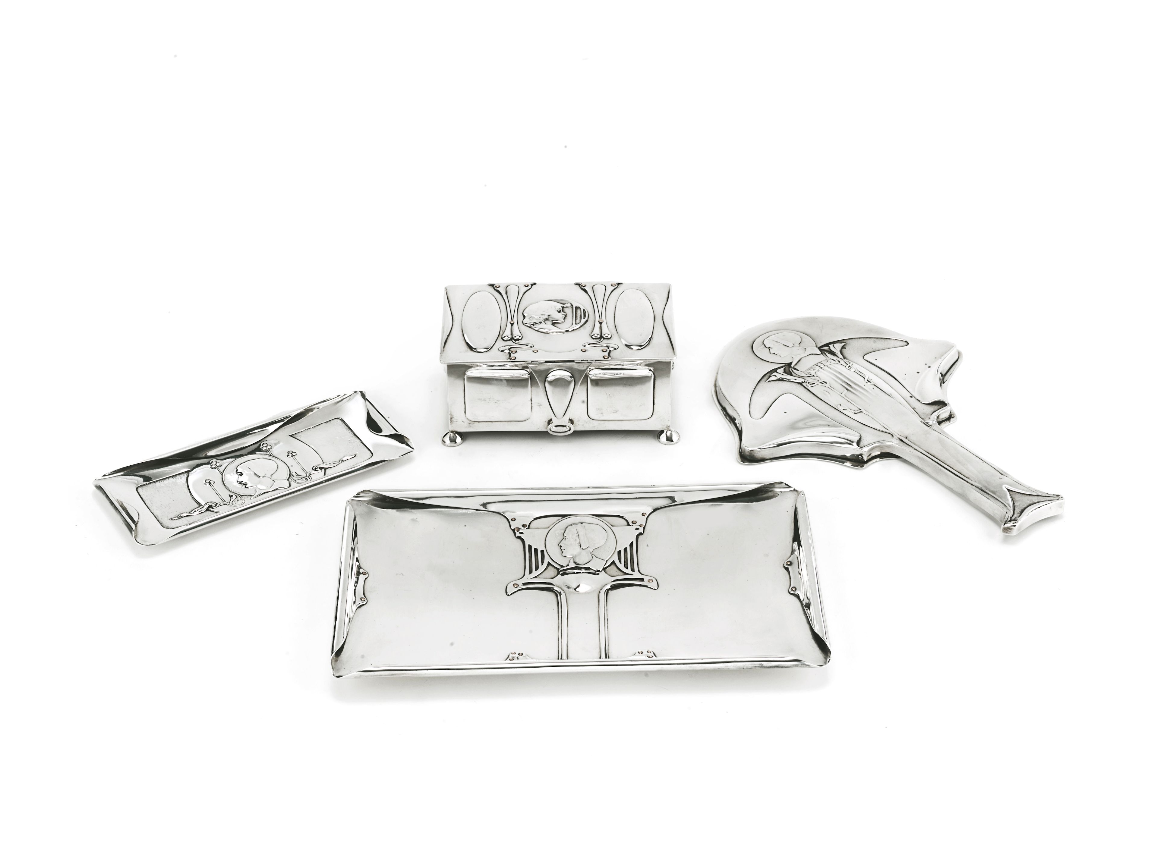 Bonhams : A Selection of Art Nouveau Silver Dressing Table Items ...