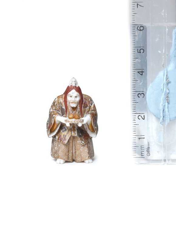 Bonhams : A lacquered ivory netsuke of a Ranryo-o dancer By Shugyoku ...