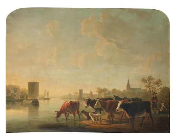 Bonhams : Jacob van Stry (Dordrecht 1756-1815) Drovers with cattle by a ...