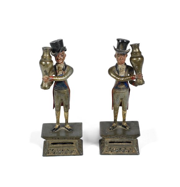 Bonhams : A pair of painted pewter figures of European gentlemen 19th ...