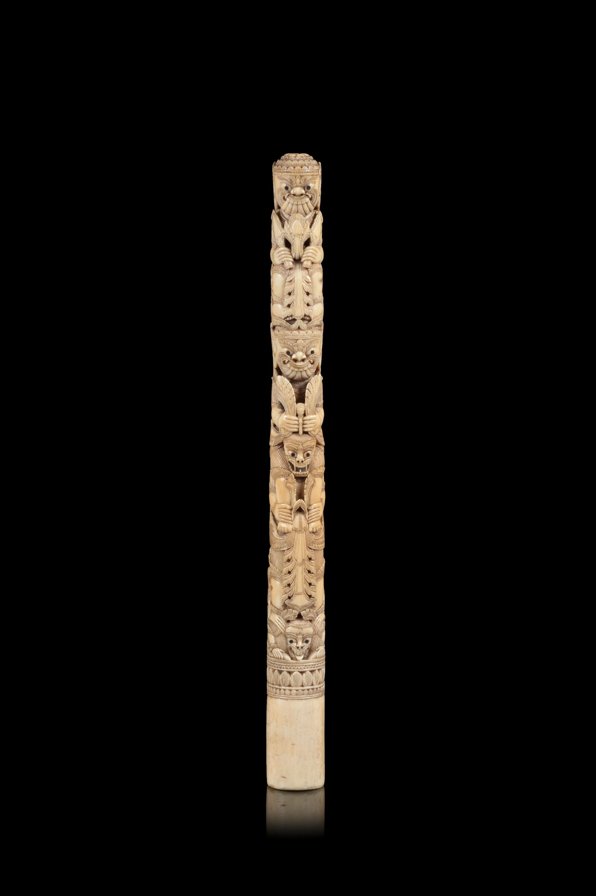 Bonhams : An impressive carved ivory sword (dha) handle Burma, 19th Century