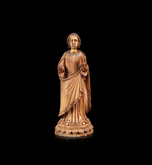Bonhams : An Indo-Portuguese ivory figure of Saint Barbara Goa, 17th ...