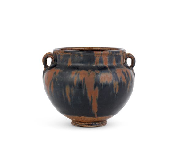 Bonhams : A Henan russet-splashed black-glazed jar 13th century (2)