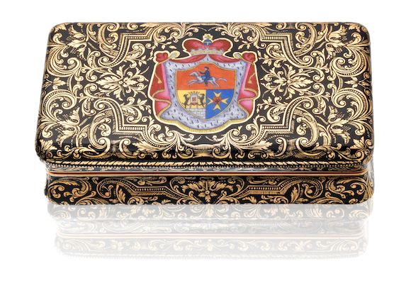 Bonhams : A 19th century Swiss gold and enamelled snuff box by Jean ...