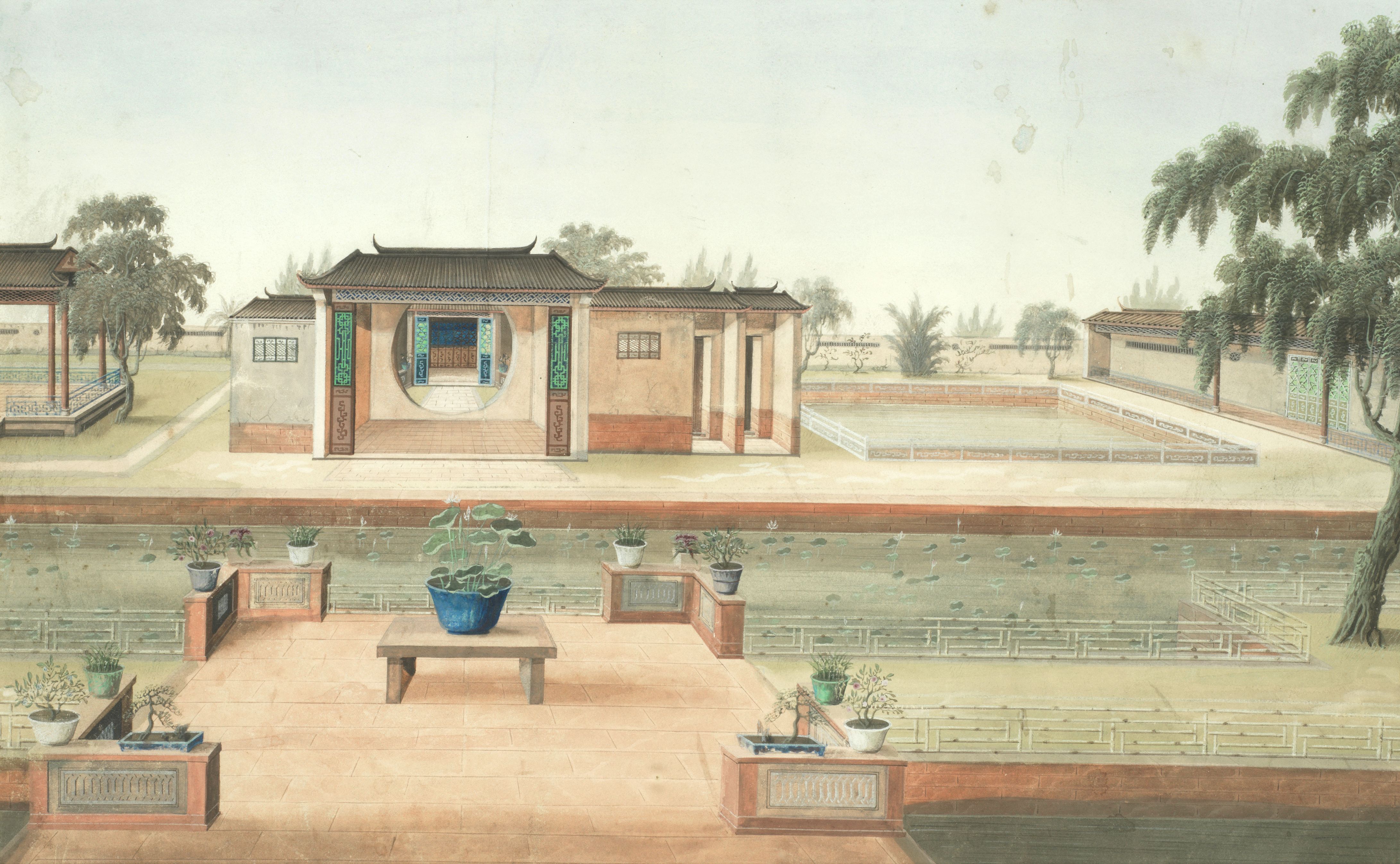 Bonhams : Canton School (circa 1860) Garden Pavilions