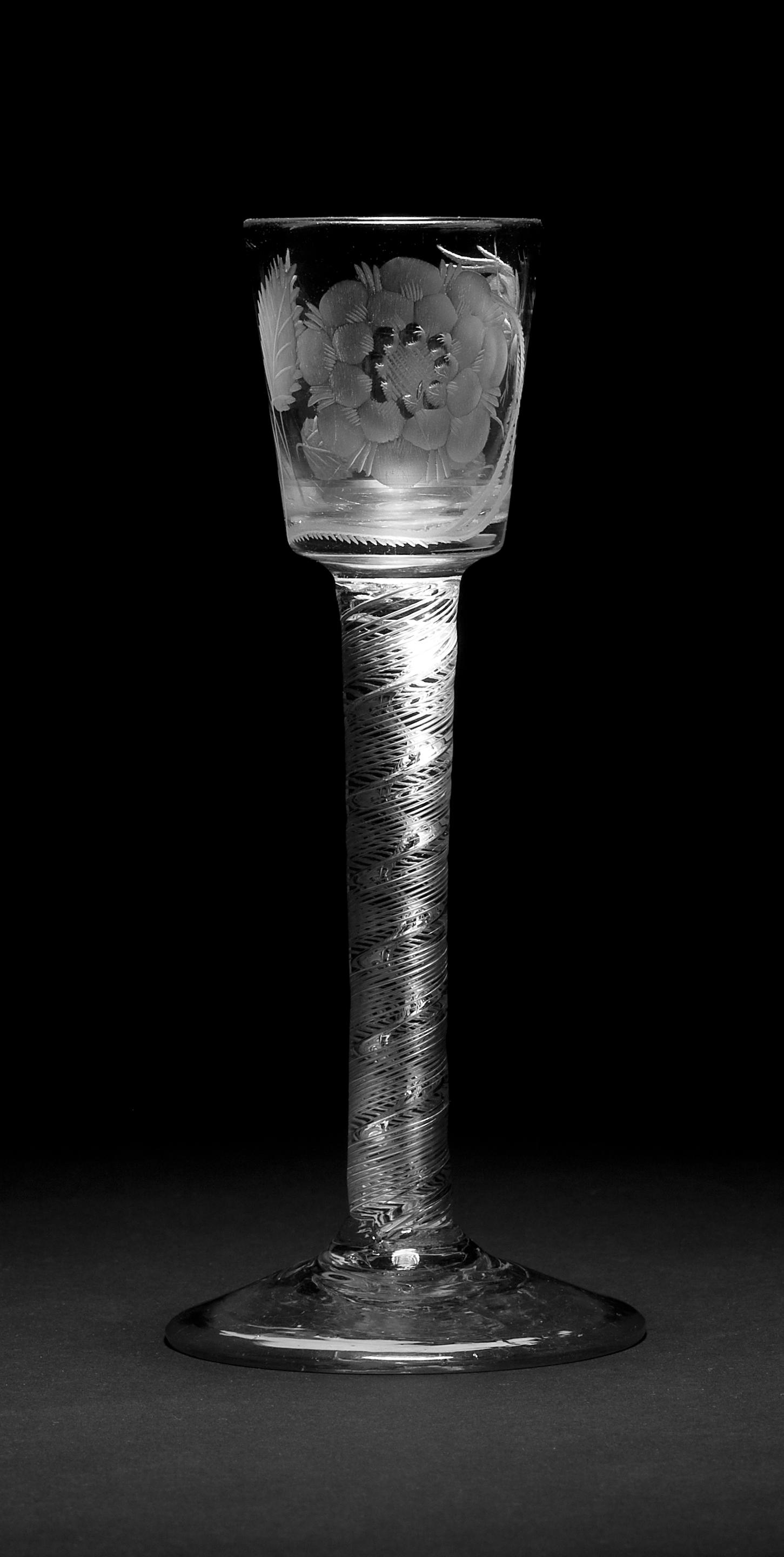 Bonhams An Engraved Jacobite Cordial Glass Circa 1750