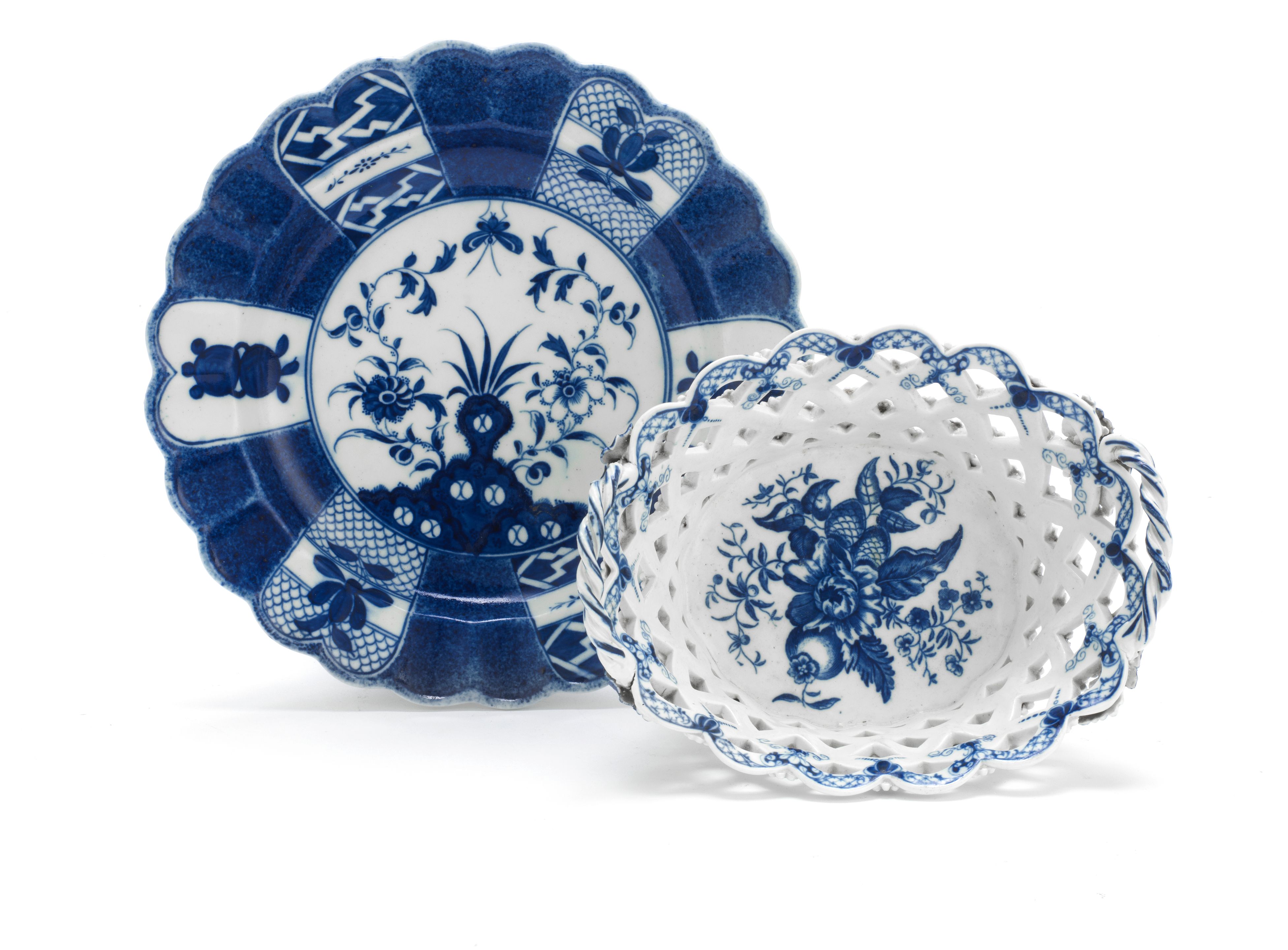 Bonhams : A Caughley basket and a Caughley plate Circa 1775-80