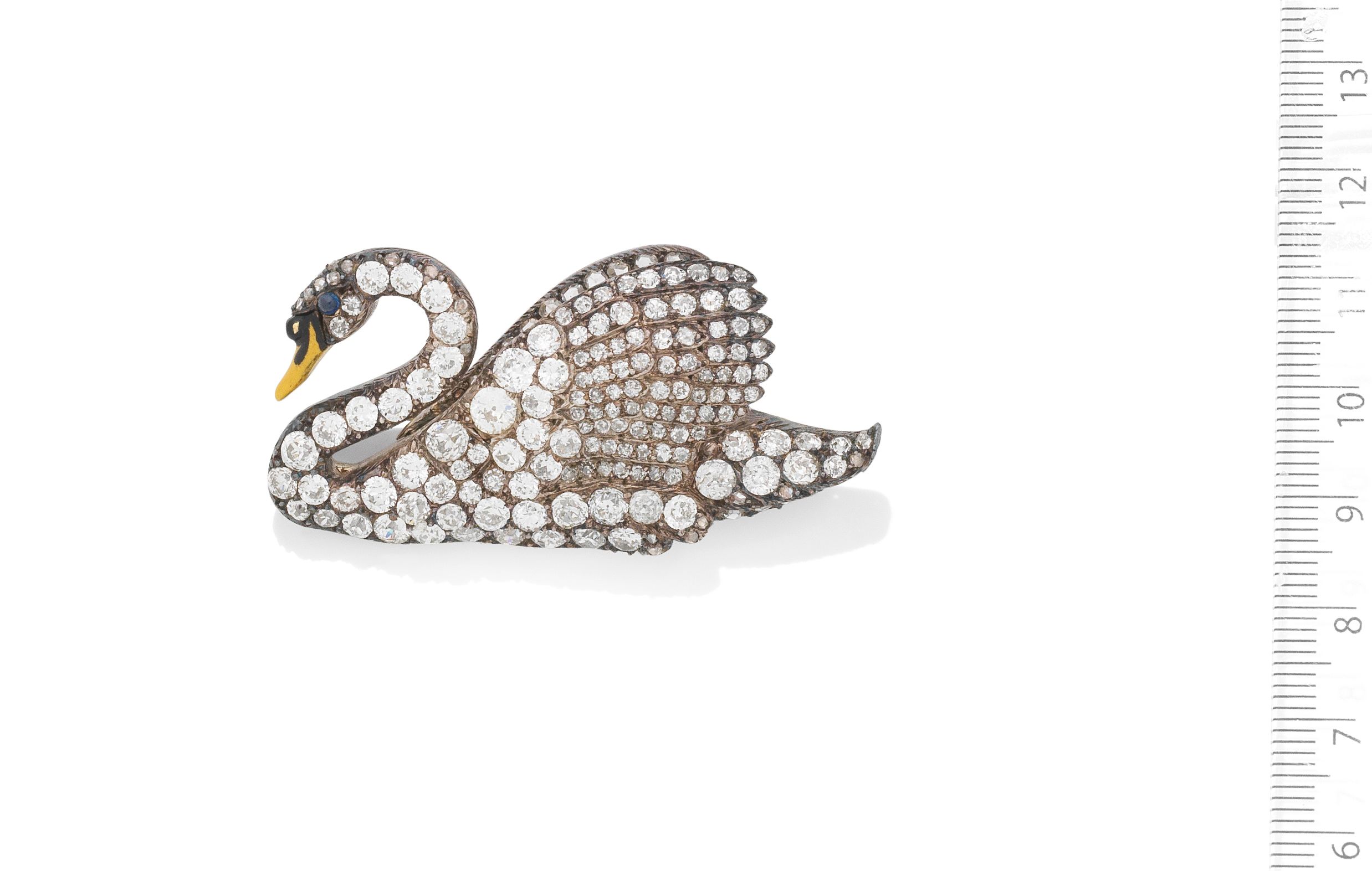 Bonhams : A late 19th century diamond swan brooch,