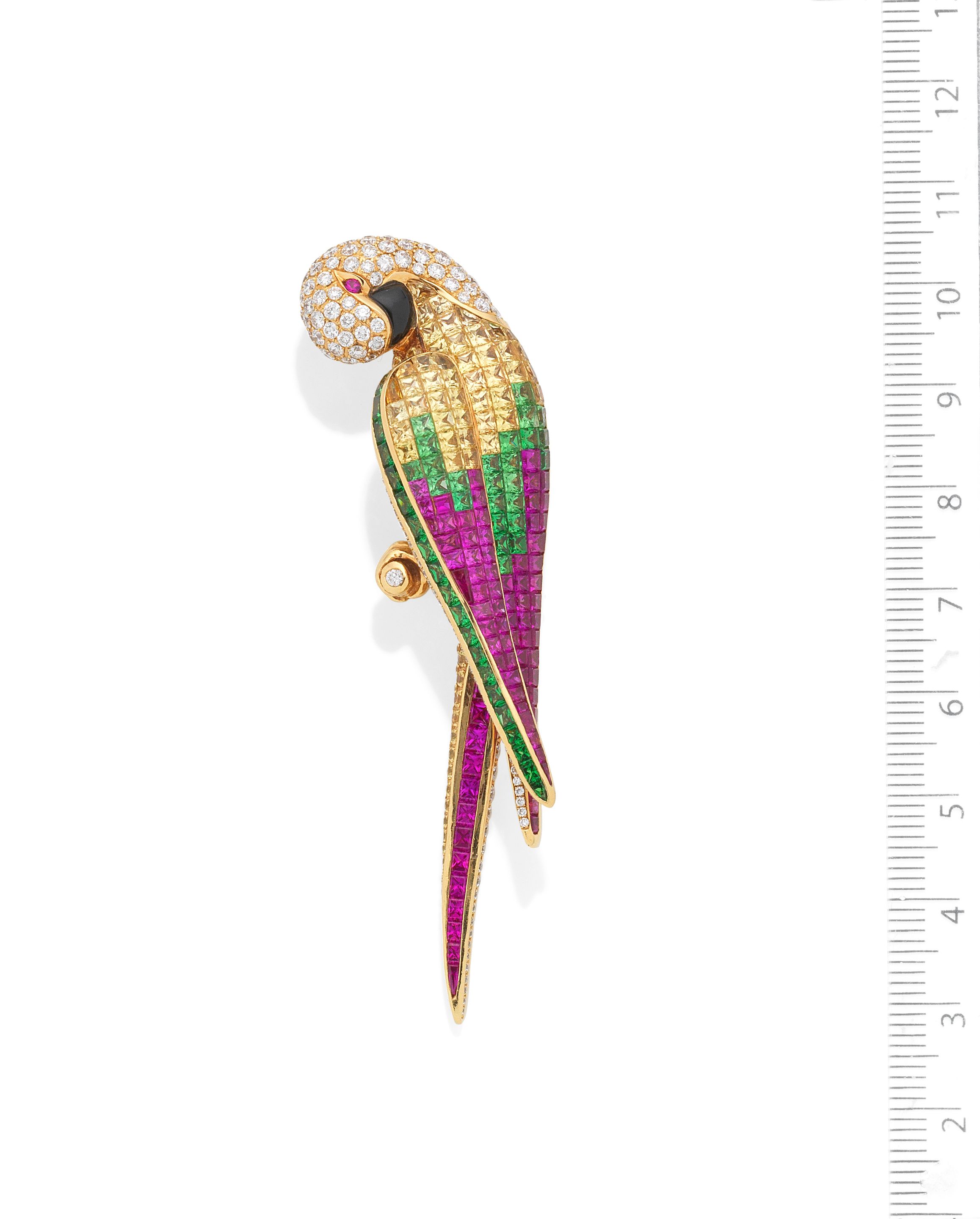 Bonhams : A multi gem-set parrot brooch