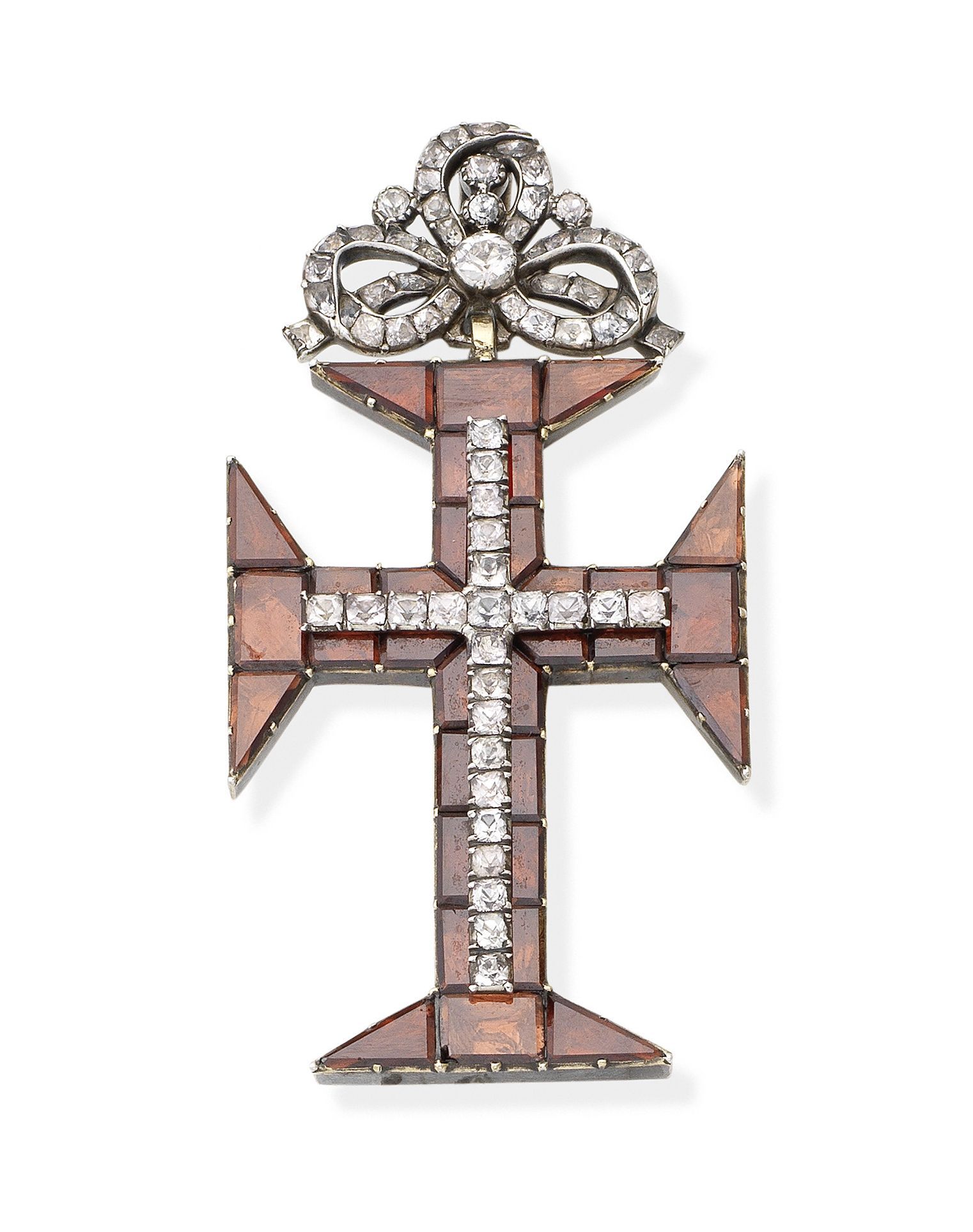 Bonhams : An 18th century white topaz and garnet Cross of the ...