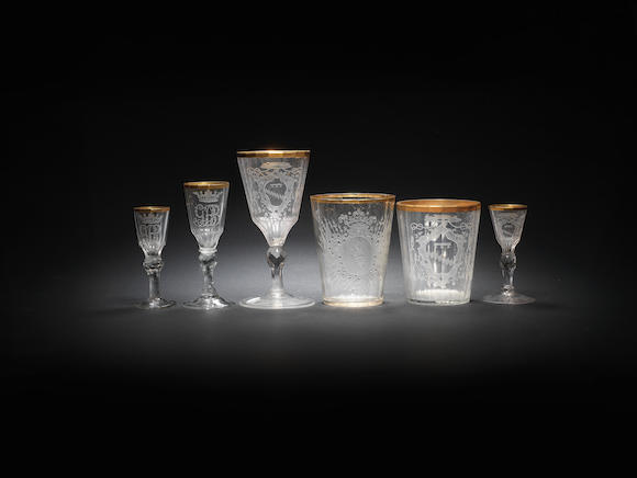 Bonhams A Suite Of Silesian Engraved Glass Mid 18th Century