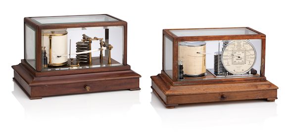Bonhams : An early 20th century nickle plate oak barograph Pollock ...