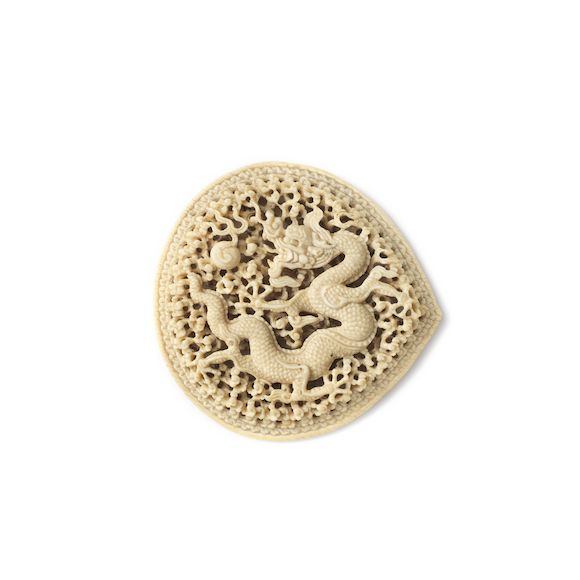 Bonhams : A very rare reticulated ivory 'dragon' plaque 15th century