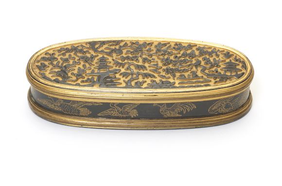 Bonhams : A 'Sawasa ware' parcel-gilt box and hinged cover 18th century