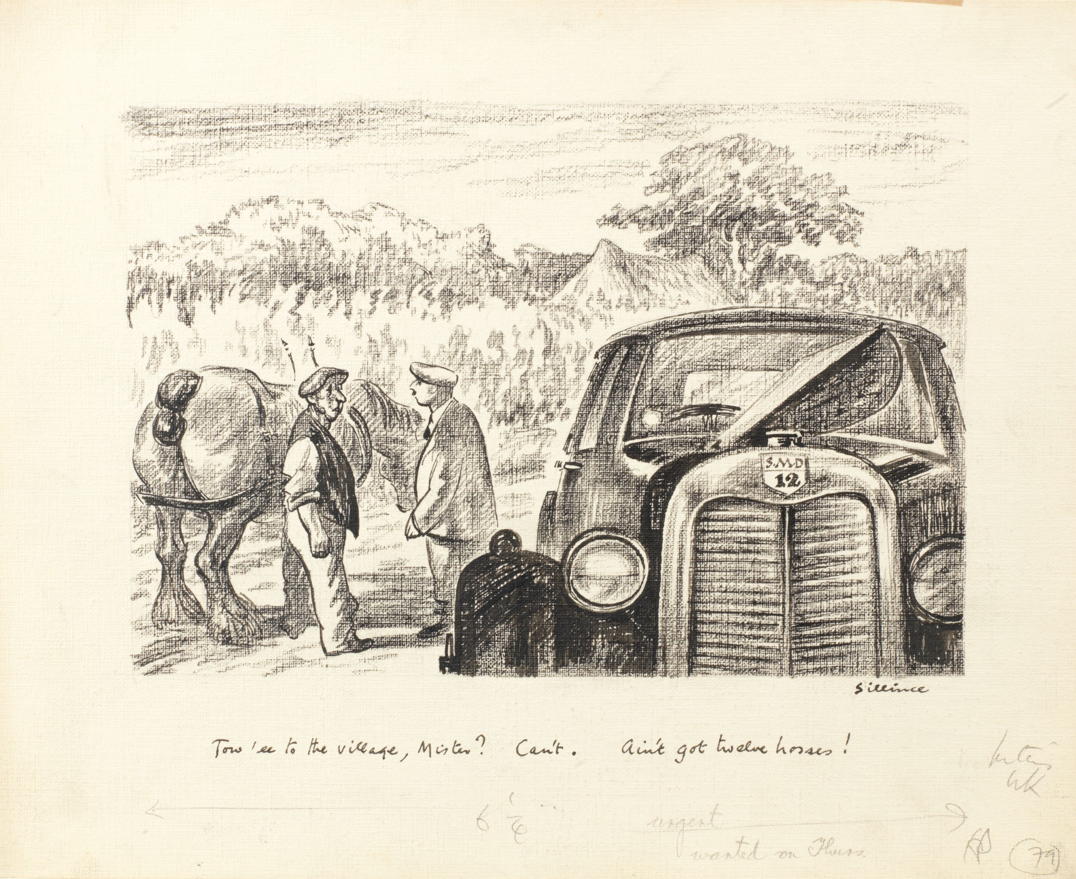 Bonhams Cars : Two post-War motoring cartoons by William August ...