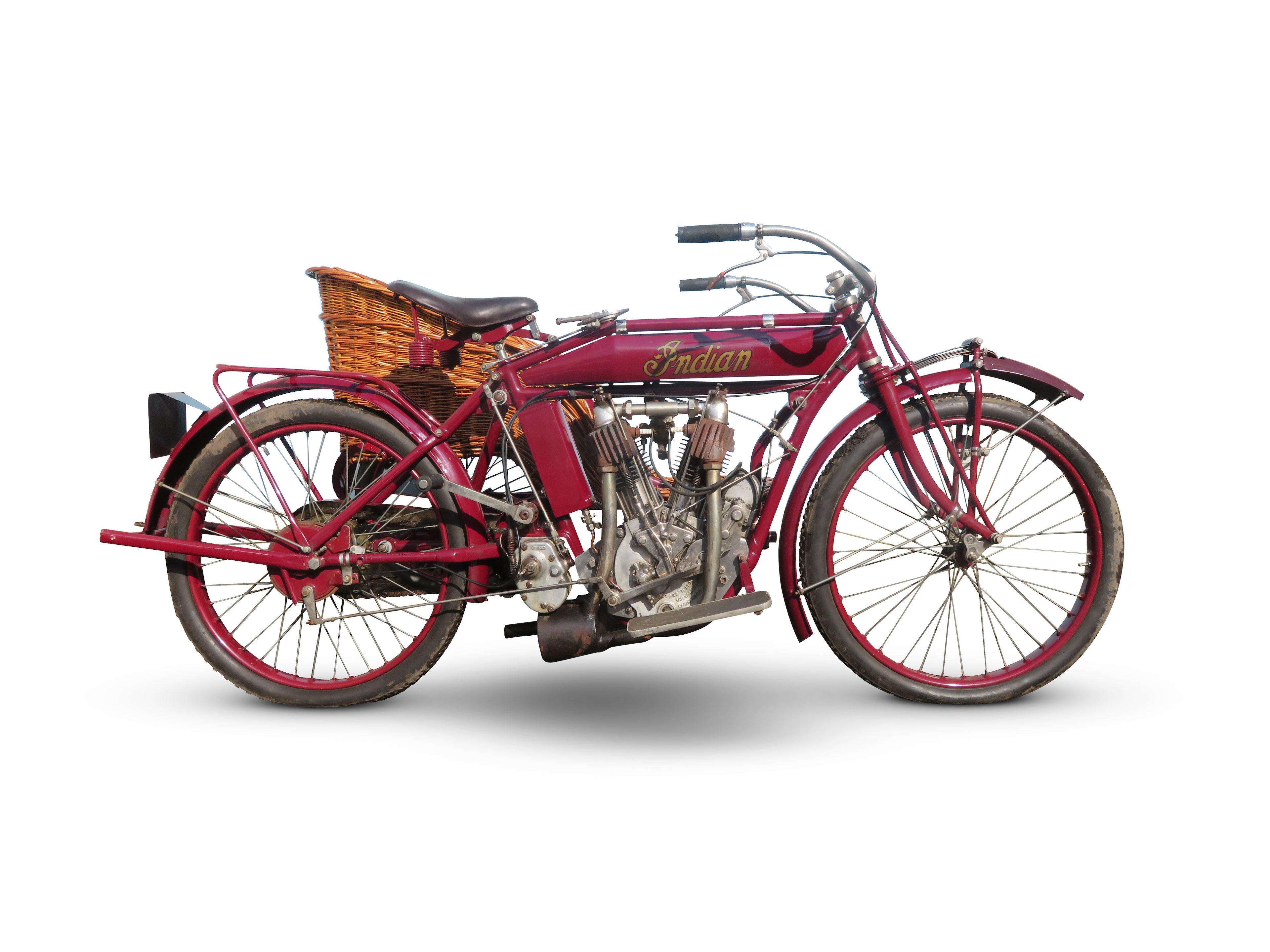 Bonhams Cars : c.1913 Indian 7hp Big Twin Motorcycle Combination Engine ...