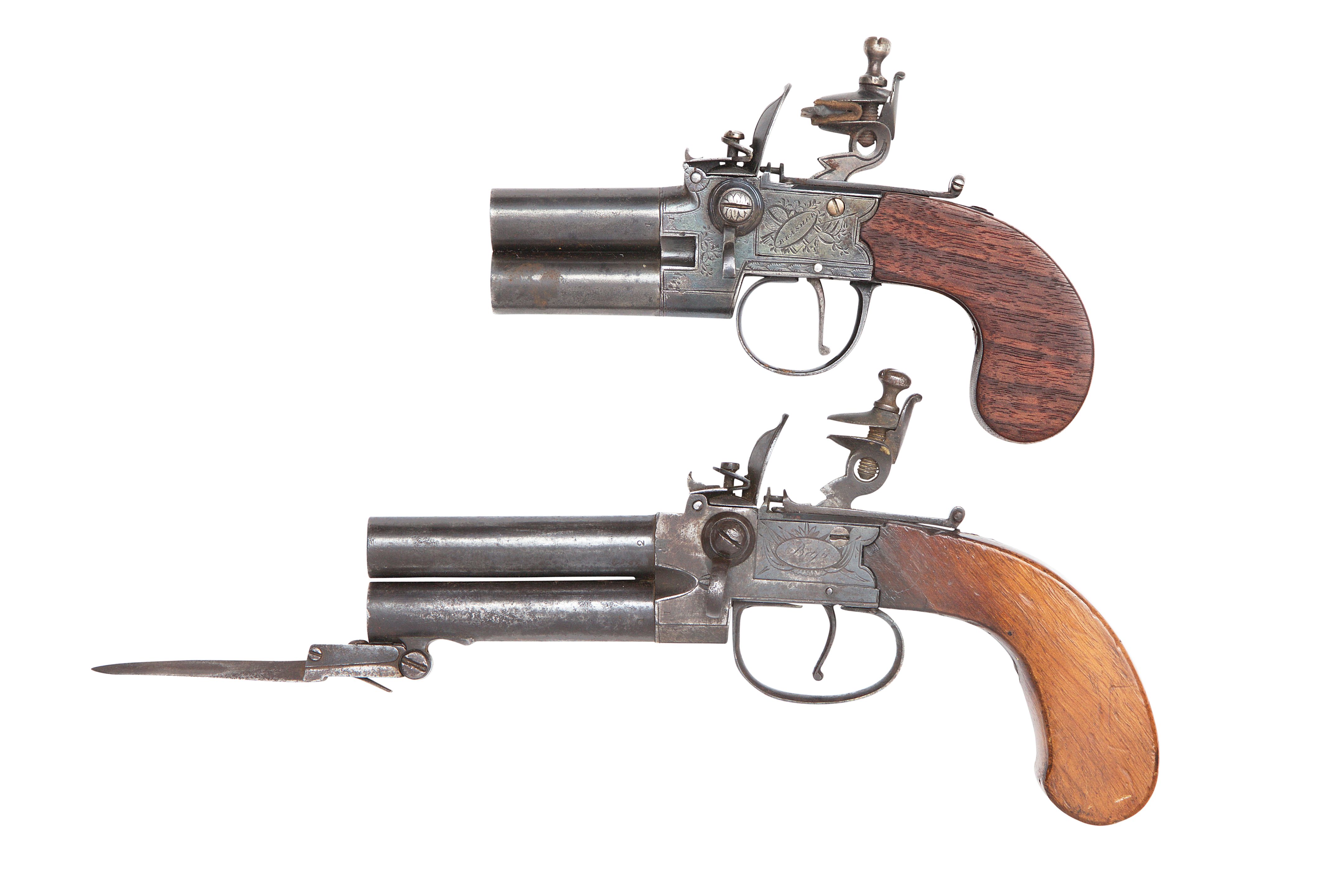 Bonhams : A 54-Bore Flintlock Box-Lock Over-And-Under Tap-Action Pistol ...