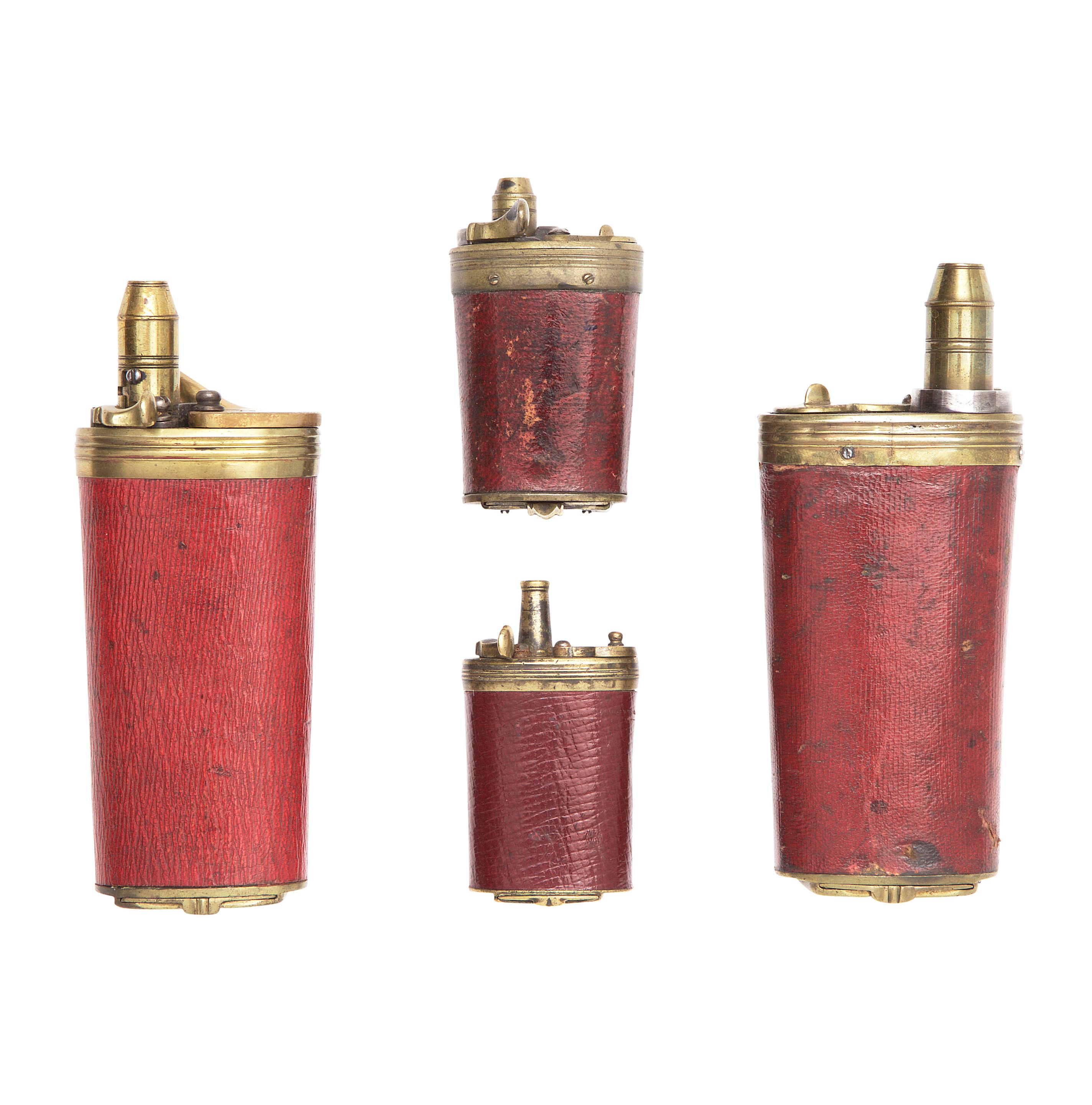 Bonhams : A Fine Red Leather-Covered Three-Way Powder-Flask For ...