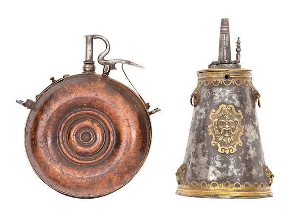 Bonhams : Two German Circular Powder-Flasks