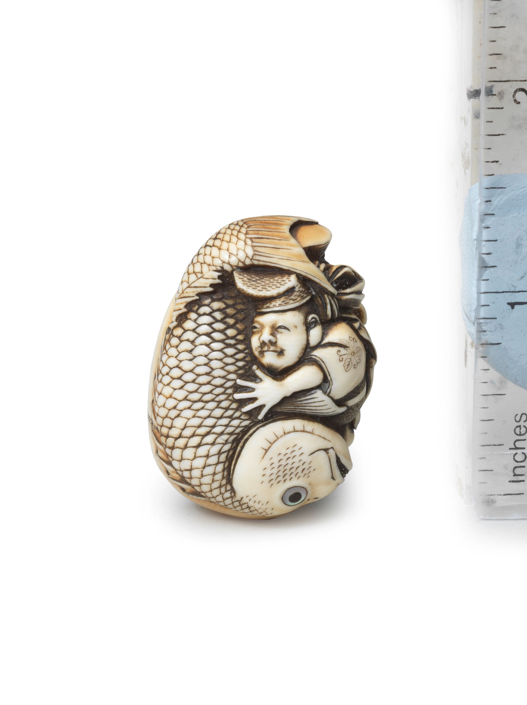 Bonhams : An ivory netsuke of Ebisu and Daikoku By Ohara Mitsuhiro (1810-1875), Osaka, Edo ...