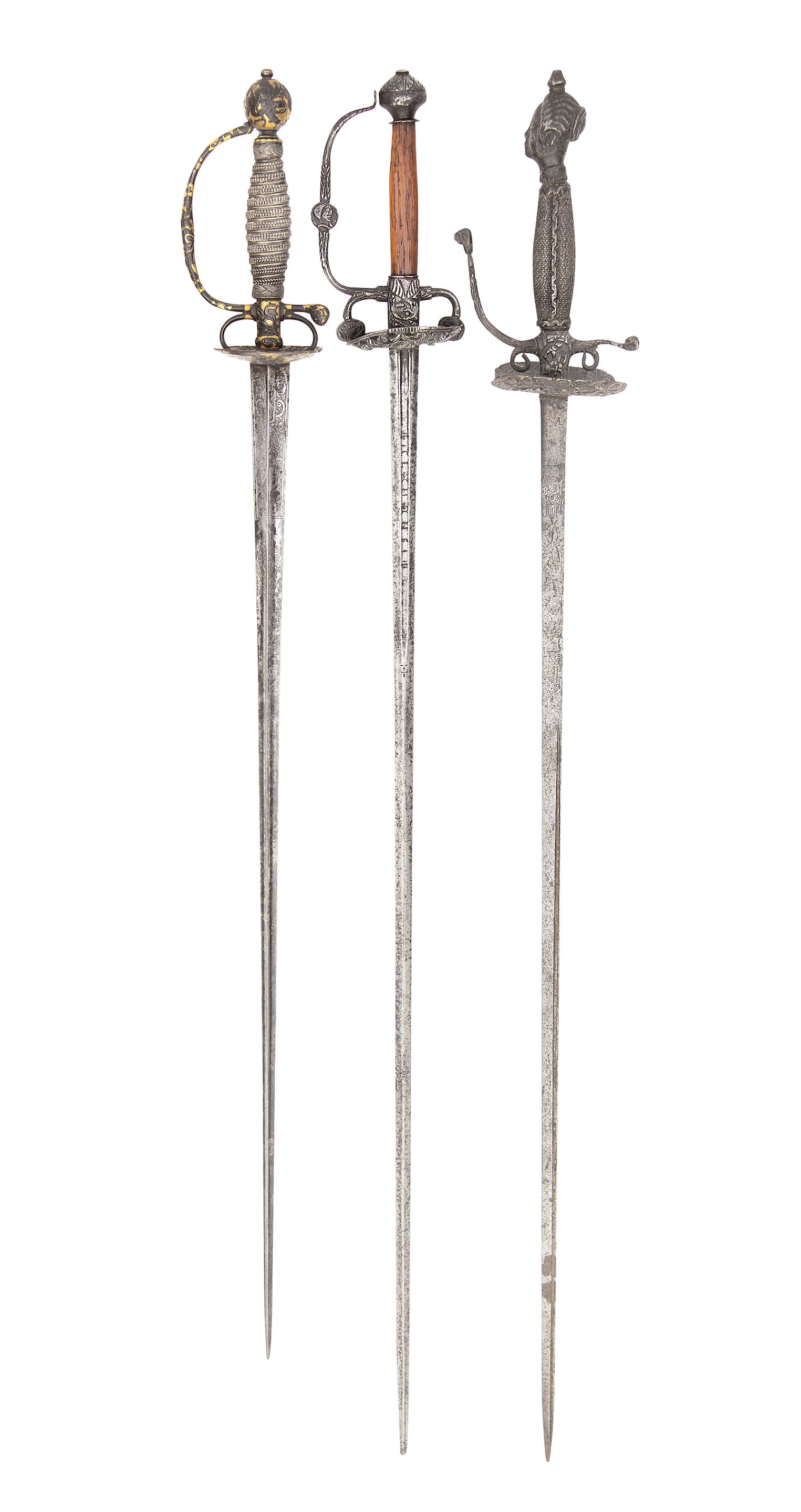 Bonhams : Two Small-Swords with Chiselled And Gilt Hilts