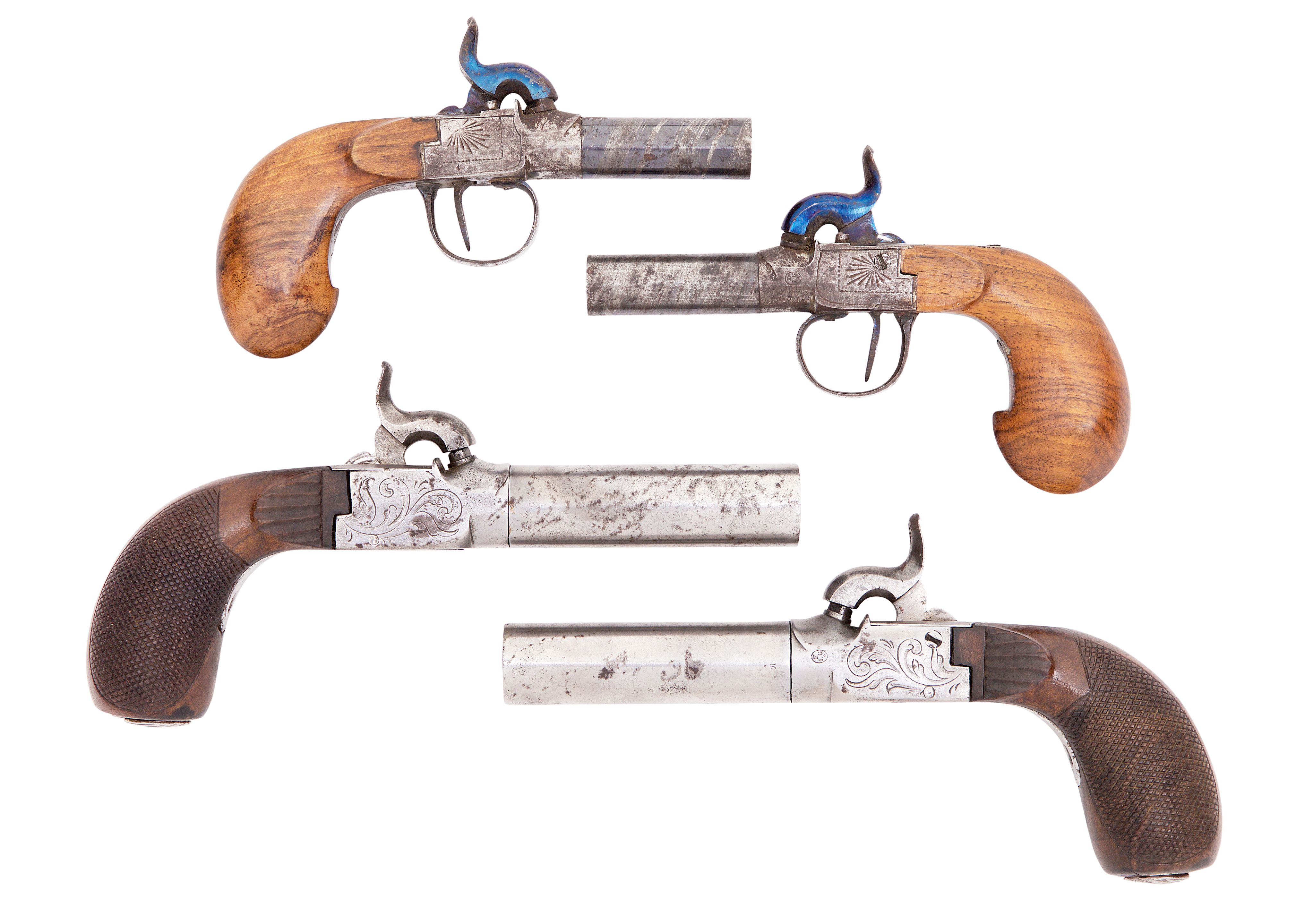 Bonhams : A Pair Of Liège 16-Bore Percussion Box-Lock Pocket Pistols ...