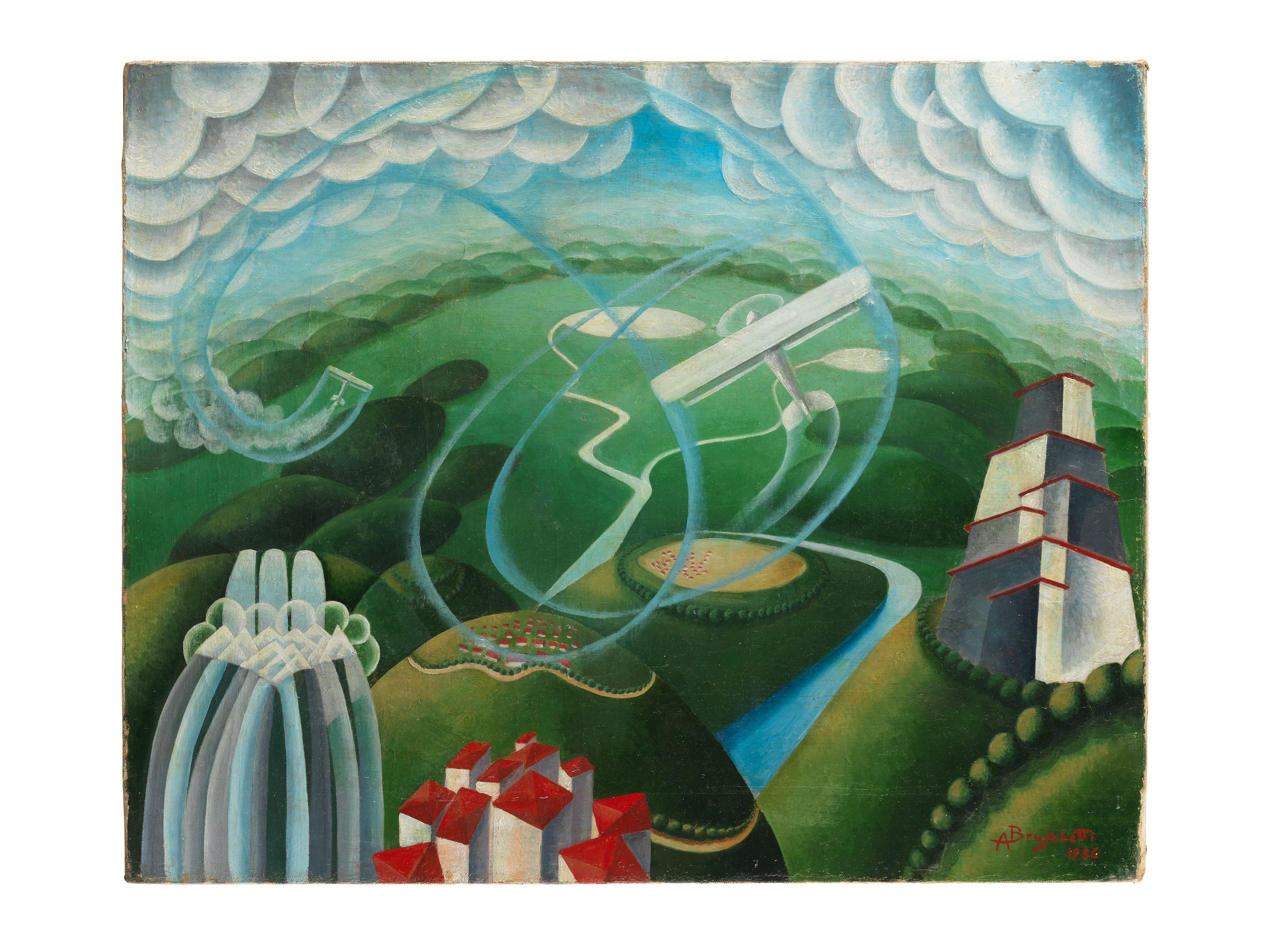 Bonhams : ALESSANDRO BRUSCHETTI (1910-1980) Voli aerei sulla campagna ...