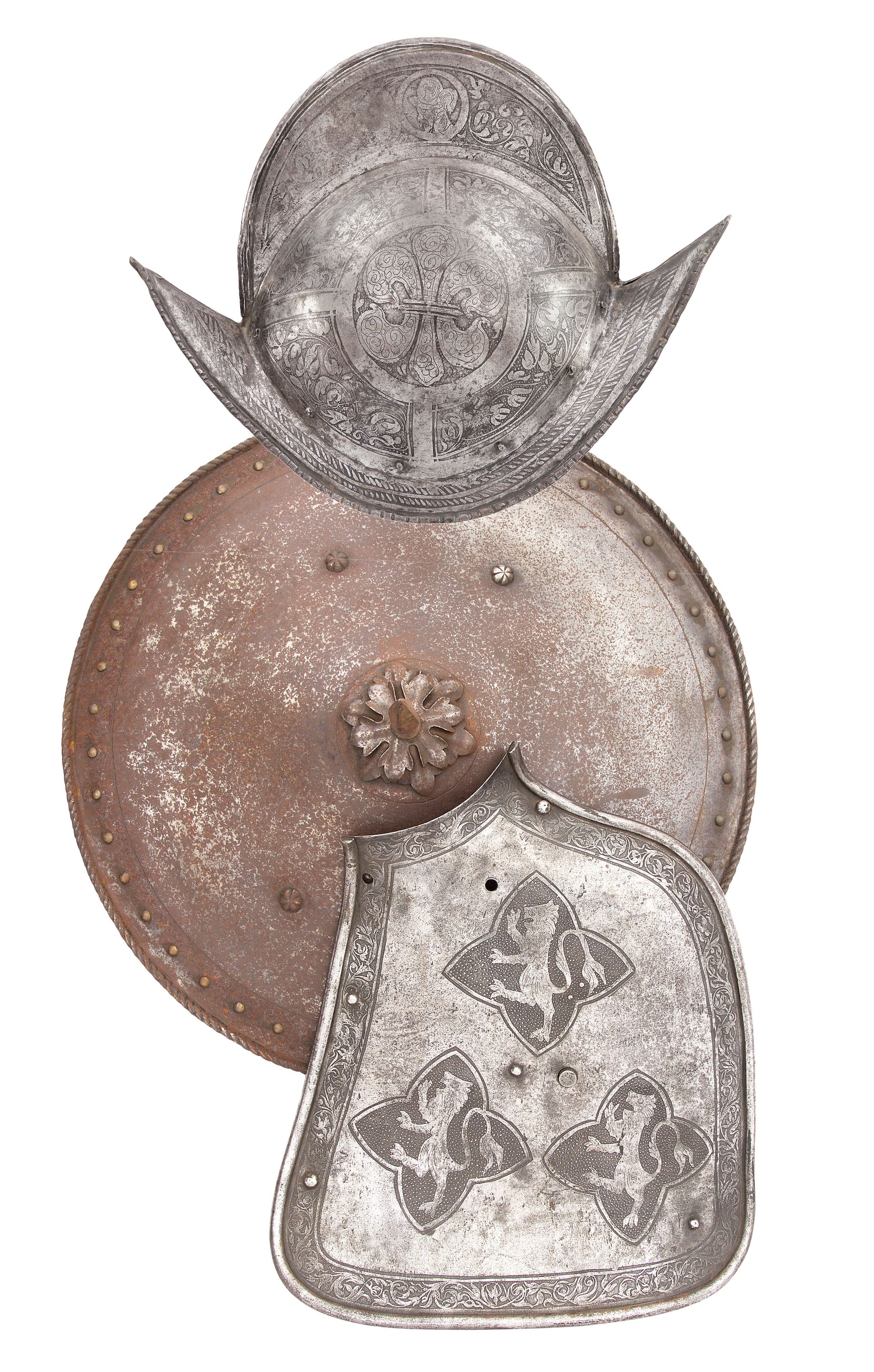 Bonhams : A German Comb Morion, A Grandguard, And A Circular Shield ...