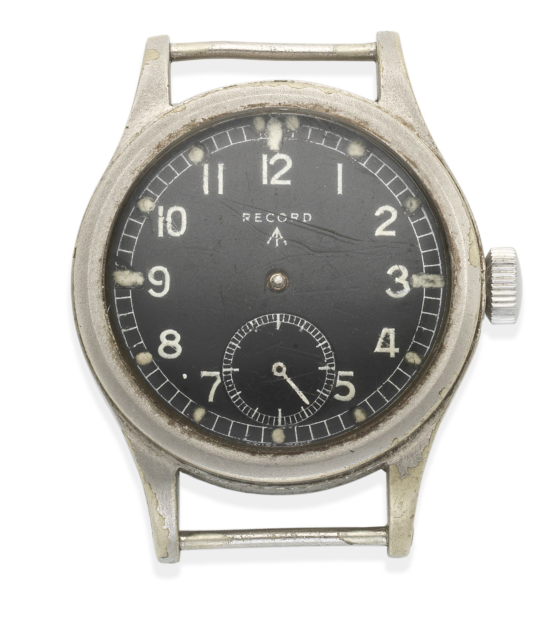 Bonhams : Record. A nickel plated military issue manual wind watch (AF ...