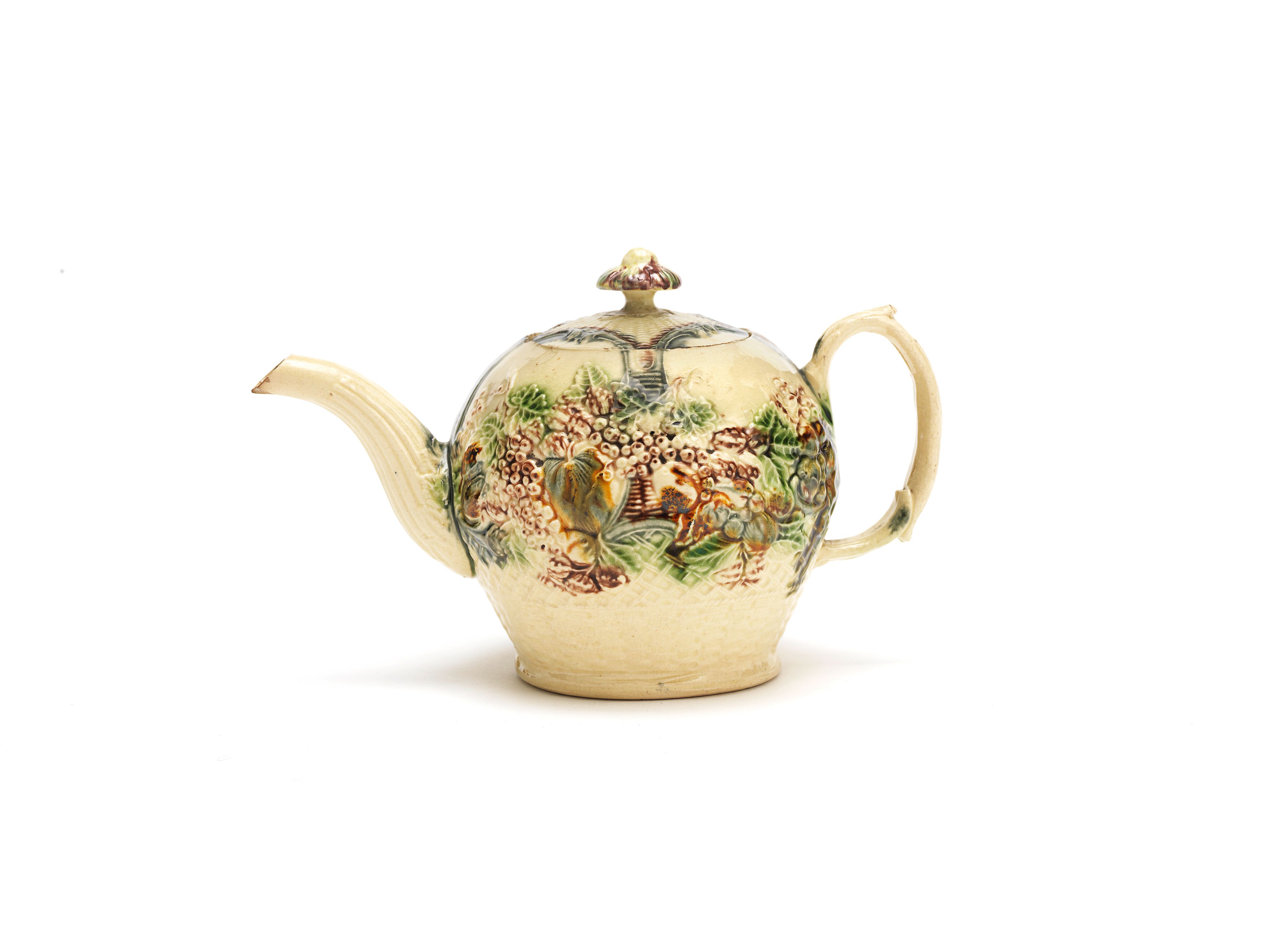 Bonhams : A William Greatbatch creamware teapot and cover, circa 1765-70