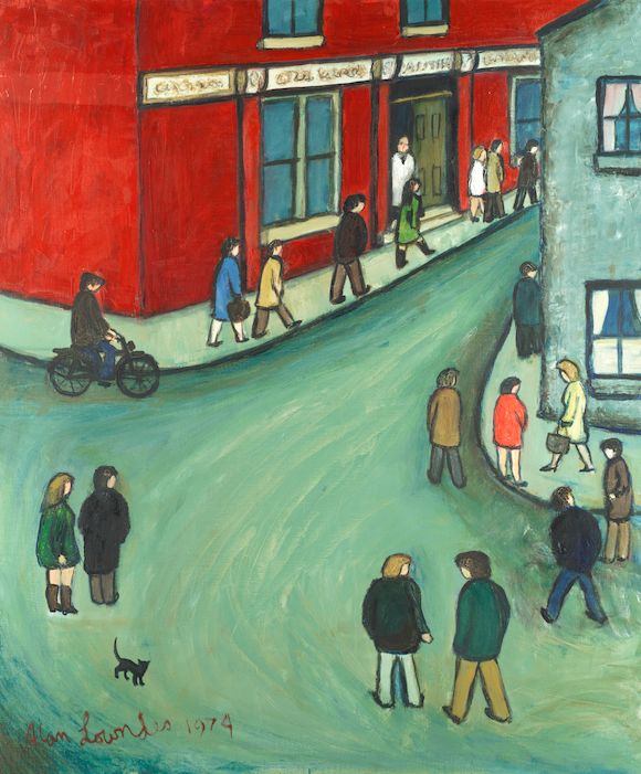 Bonhams : Alan Lowndes (British, 1921-1978) Dinner Time Rush 92 x 76.2 ...