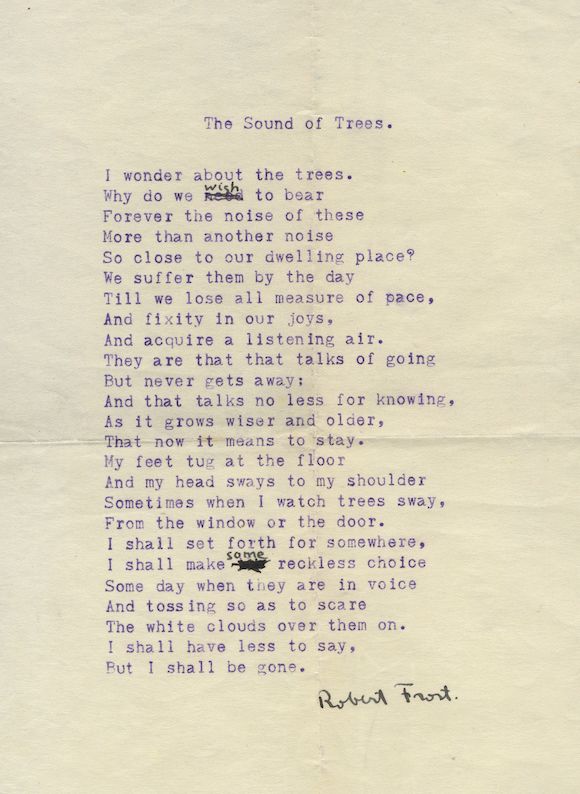 Bonhams : FROST (ROBERT) Typescript signed ("Robert Frost"), of his ...