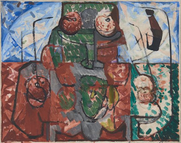 Bonhams : Godfrey Miller (1893-1964) Still Life with Comport and Fruit ...