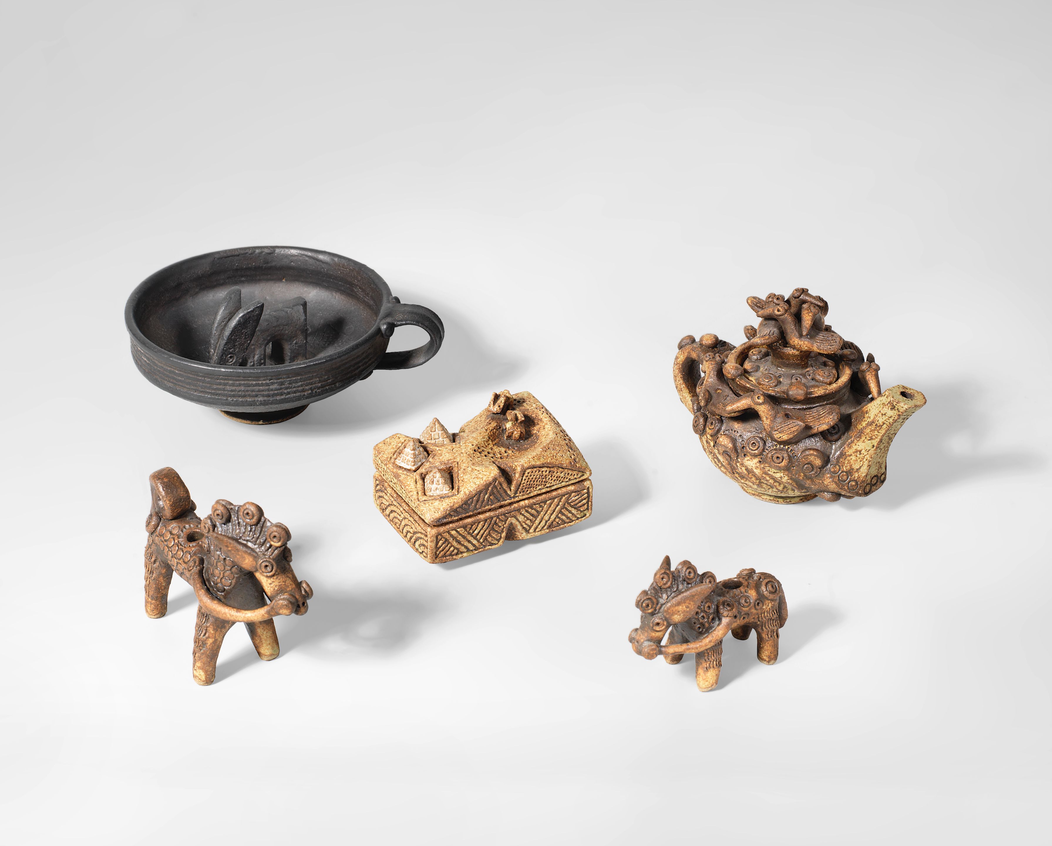 Bonhams : Ian Godfrey (British, 1942-1992) Five Stoneware Pieces, circa ...